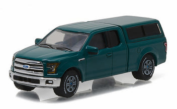1/64 2015 Ford F-150 Pickup Truck with Camper Shell, Green Gem, GreenL ...