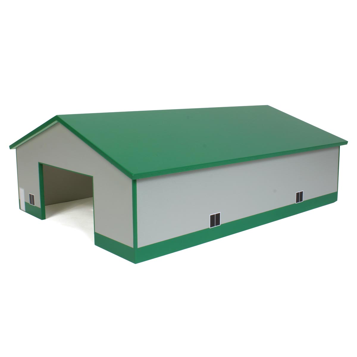 1/64 Gray & Green 60ft x 80ft Wooden Implement Shed — Outback Toys