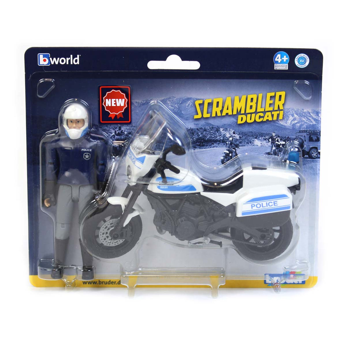 1/16 Scrambler Ducati Police Motorcycle with Police Officer by Bruder ...