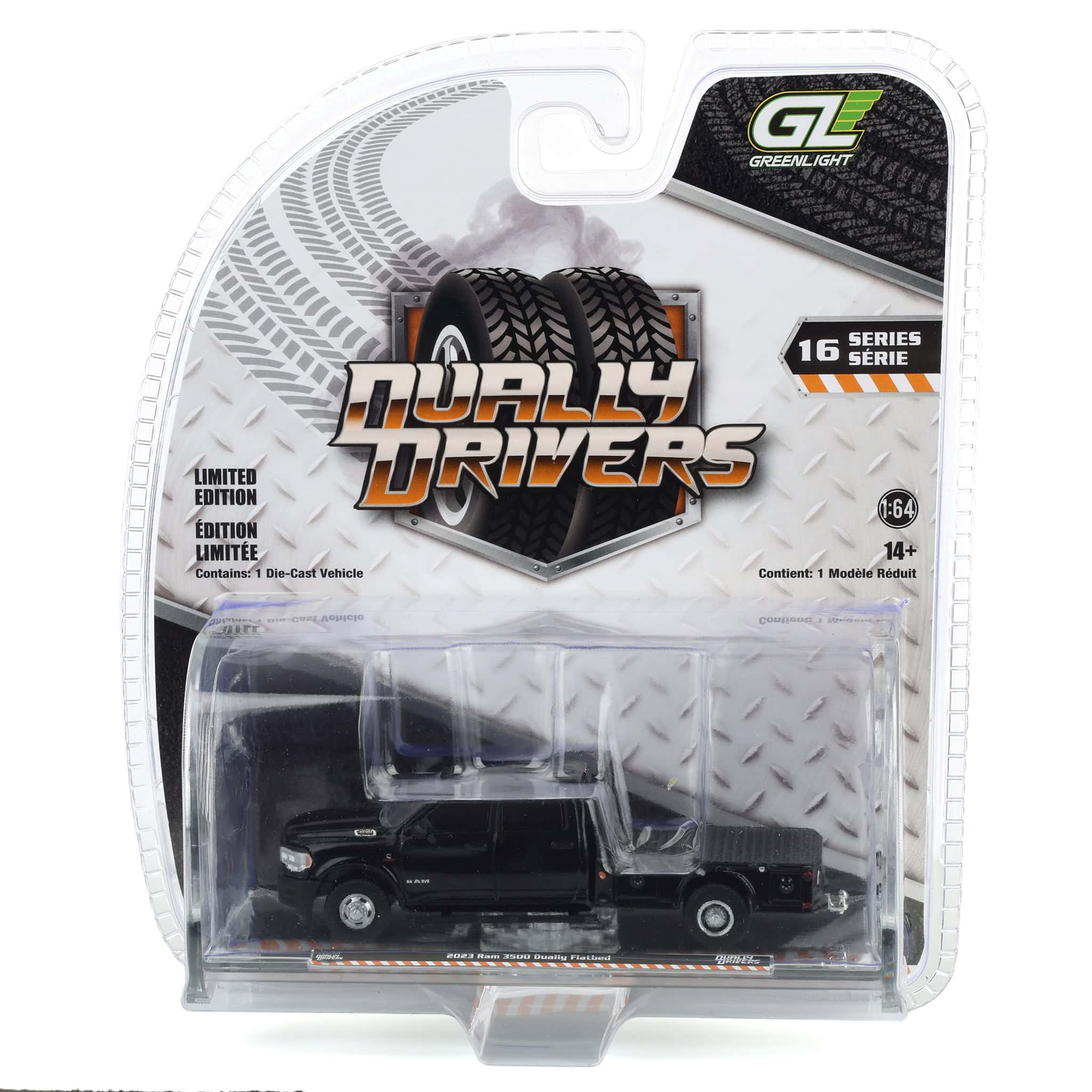 1/64 2023 Ram 3500 Dually Flatbed, Black, Dually Drivers Series 16 ...