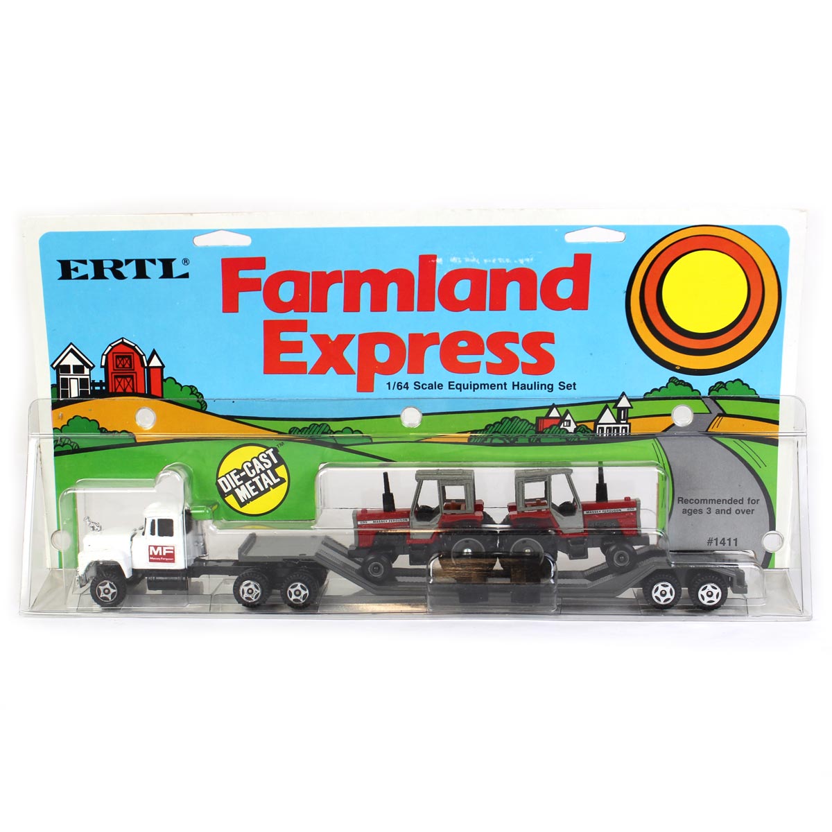 1/64 Mack Semi with 2 Massey Ferguson 699 Tractors on Lowboy — Outback Toys