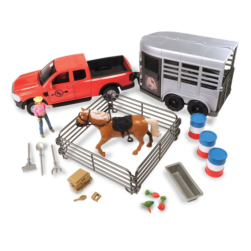1/20 24-Piece Pickup Truck & Horse Trailer Playset with Accessories by ...