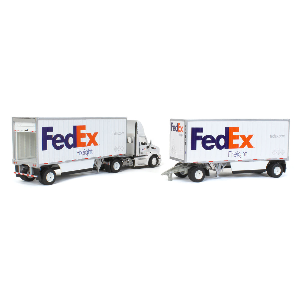 (B&D) 1/50 FedEx Peterbilt 579 Single Axle Day Cab w/ 2 Wabash 28’ Pup ...