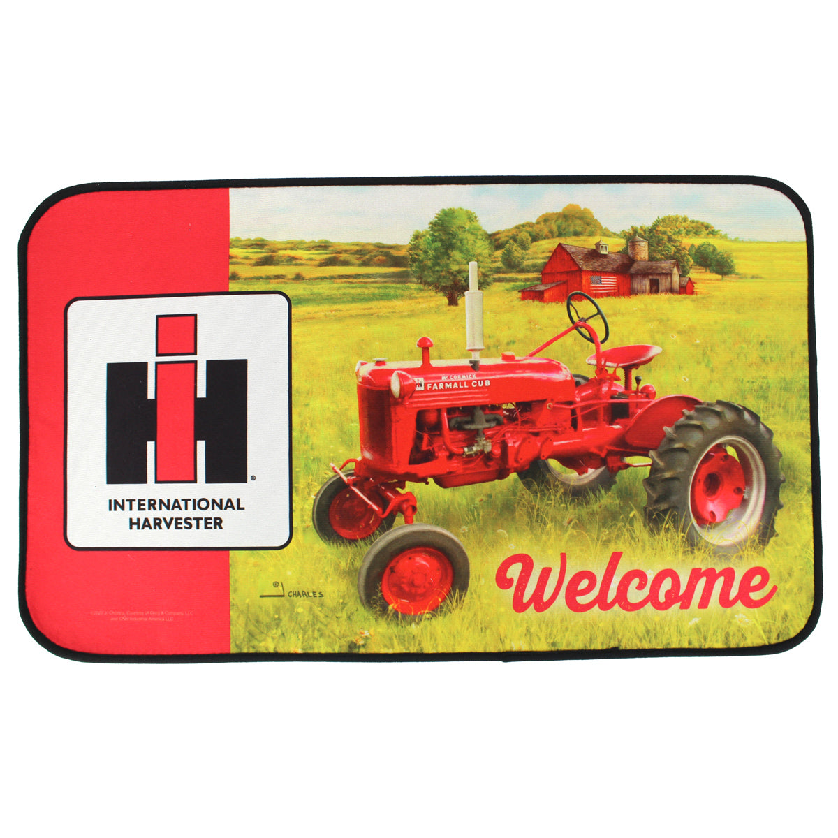 IH Farmall Cub Tractor in Field Scene Welcome Mat, 30in x 17.75in — Outback Toys
