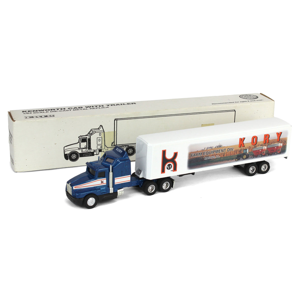 1/64 Kenworth T600A Semi Truck with Kory Farm Equipment Box Trailer by ...