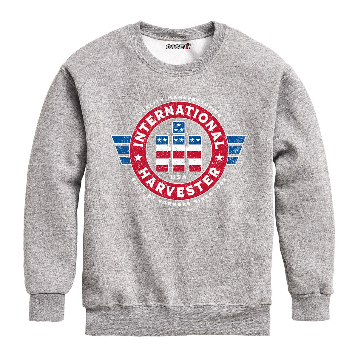 Youth International Harvester Stars & Stripes Logo Light Gray Crew Nec ...