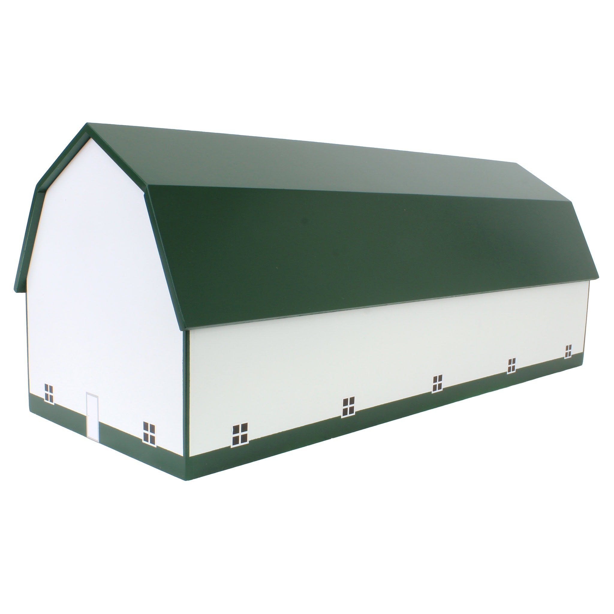 1/64 White & Forest Green 60ft x 120ft Wooden Dairy Barn with Milk Hou ...