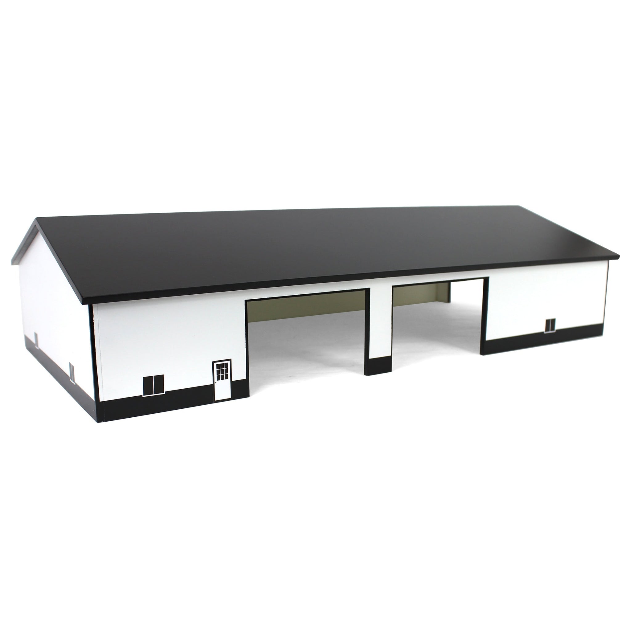 1/64 White & Black 60ft x 120ft Wooden Implement Shed with Double Side ...