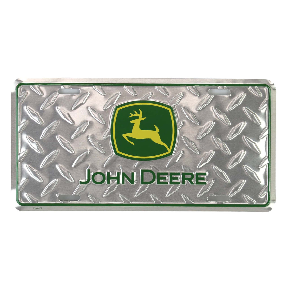 John Deere Logo Diamond Tread Chrome 6" x 12" Metal License Plate ...