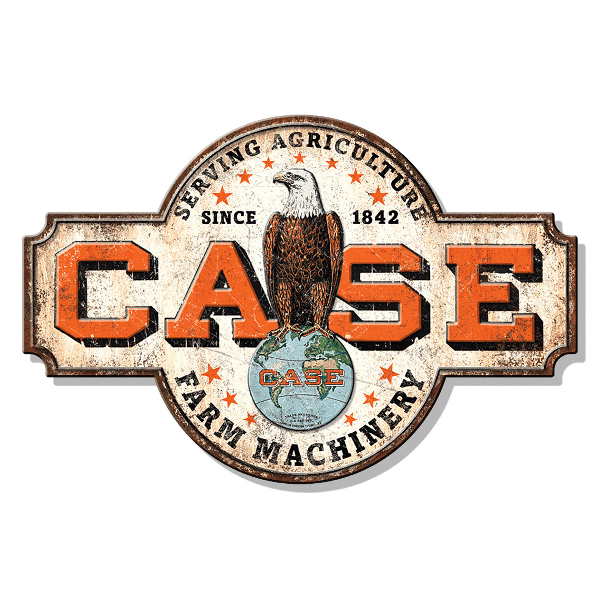 Case Old Abe Farm Machinery Embossed 22.5" x 15" Tin Sign — Outback Toys