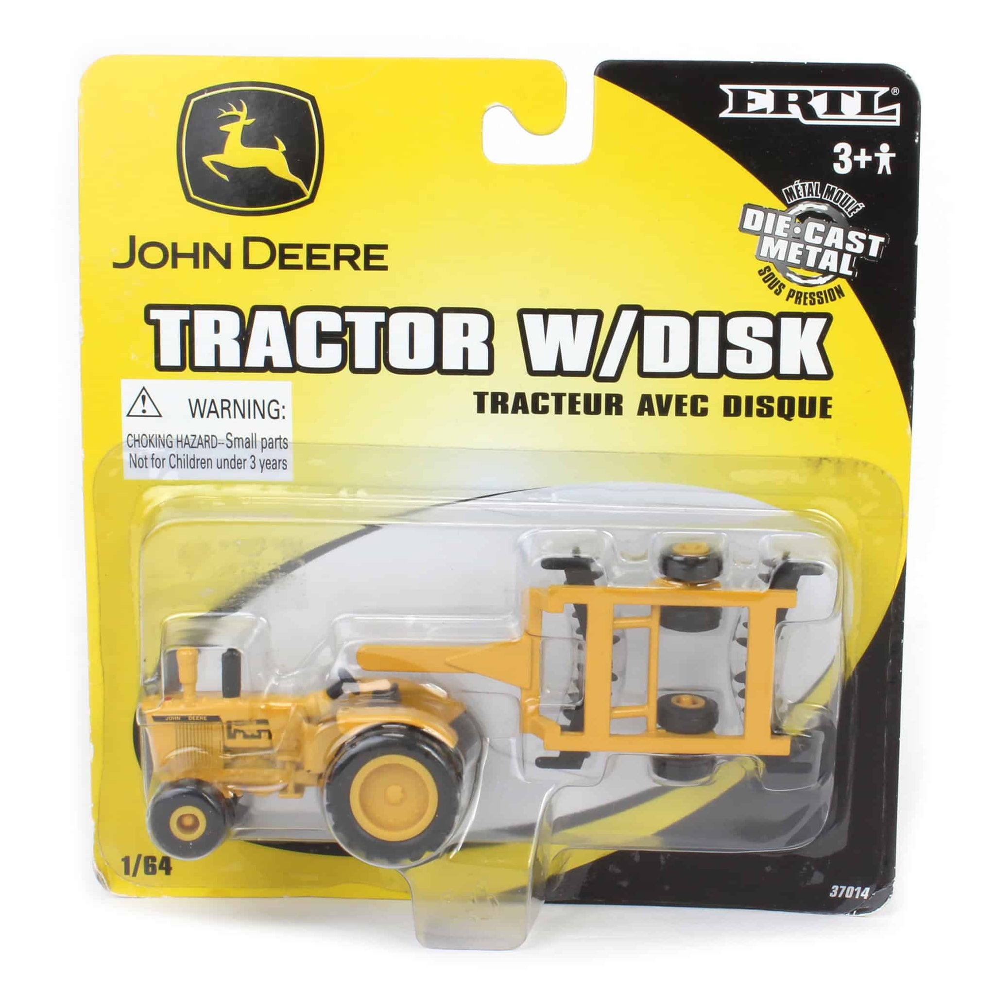 1/64 Yellow John Deere Tractor with Disc — Outback Toys