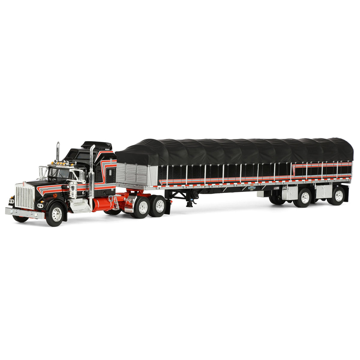 1/64 Kenworth W900A Semi Truck with Wilson Roadbrute Flatbed & Covered ...