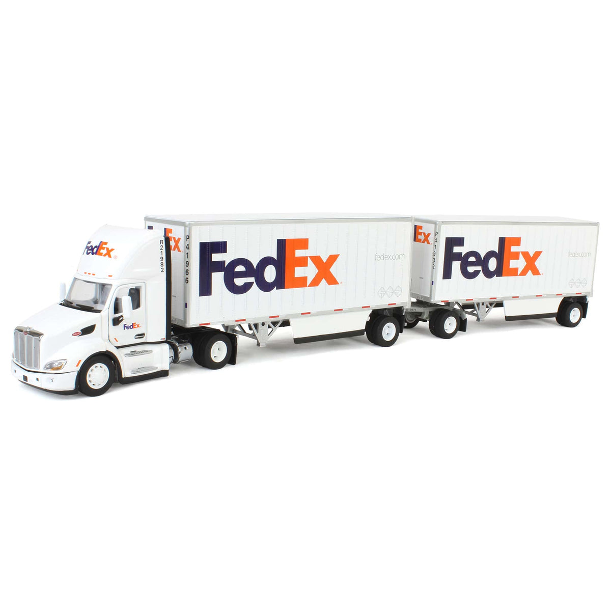 1/50 FedEx Peterbilt 579 Single-Axle Semi Truck with Day Cab & 2 28ft ...