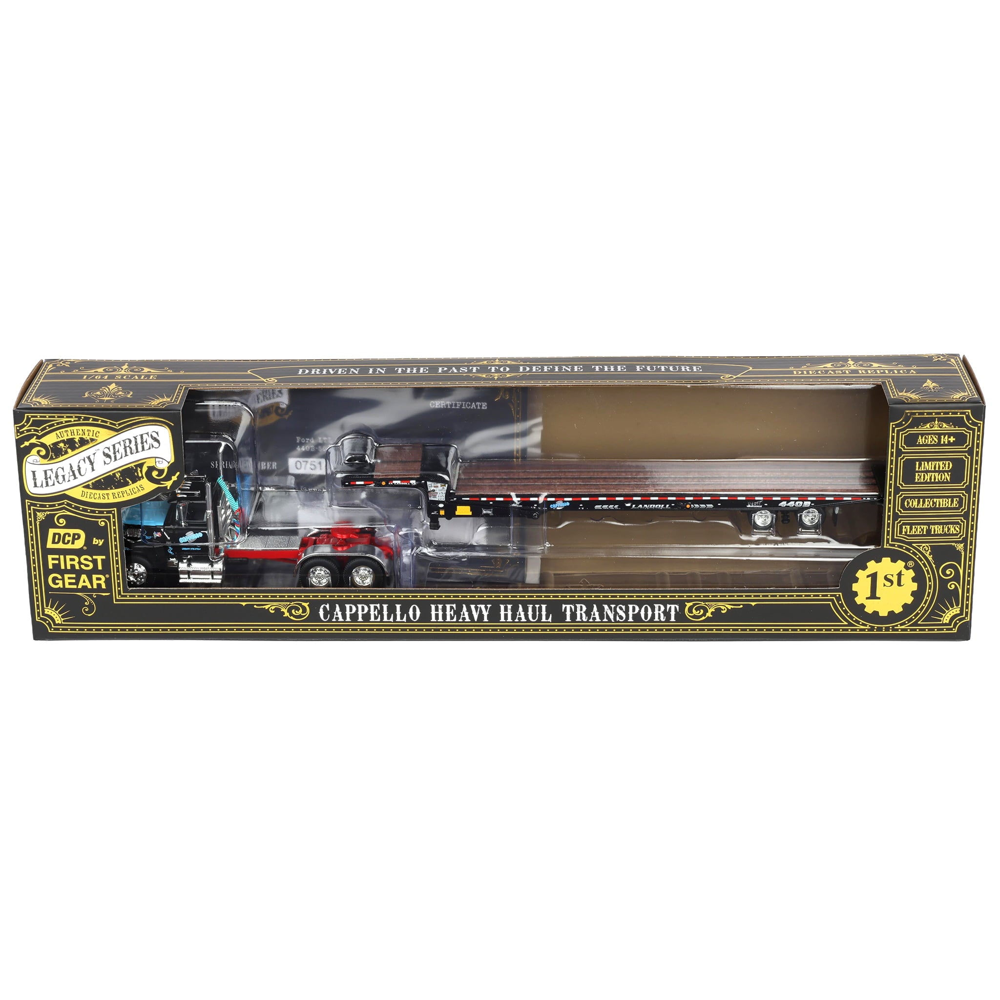 1/64 Ford LTL 9000 Semi Truck with Landoll Traveling Axle Trailer, DCP ...
