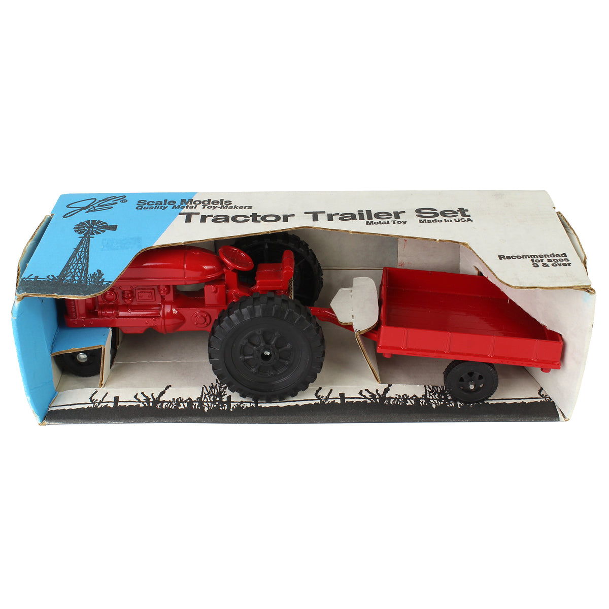 Red Tractor and Trailer Set by Scale Models — Outback Toys
