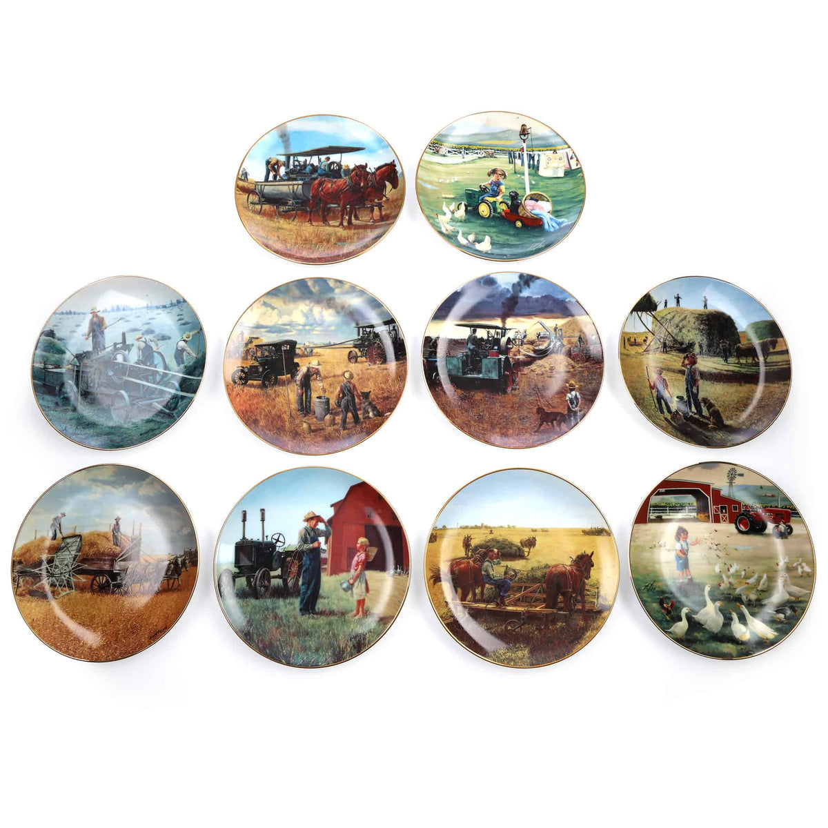 Lot of (10) Ceramic Decorative Plates Depicting Farm Life — Outback Toys