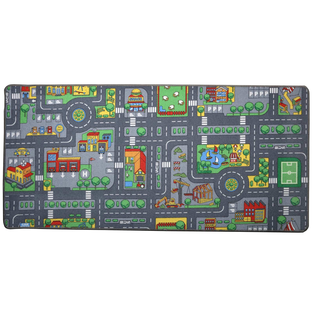 Extra Large Street Play Carpet with Education Roads, City & Buildings ...