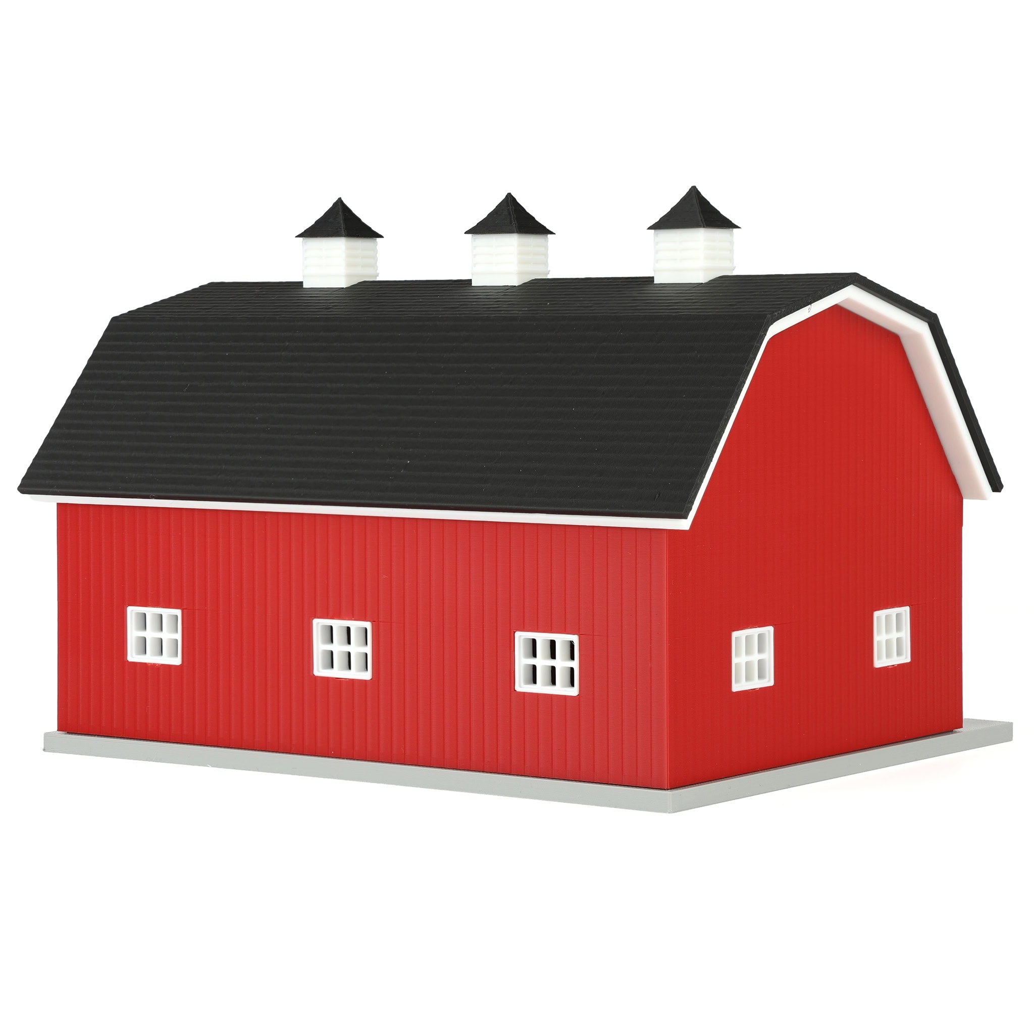 1/64 Red Hip Roof Barn with White Trim & Shingled Roof by REVD Toys, 3 ...
