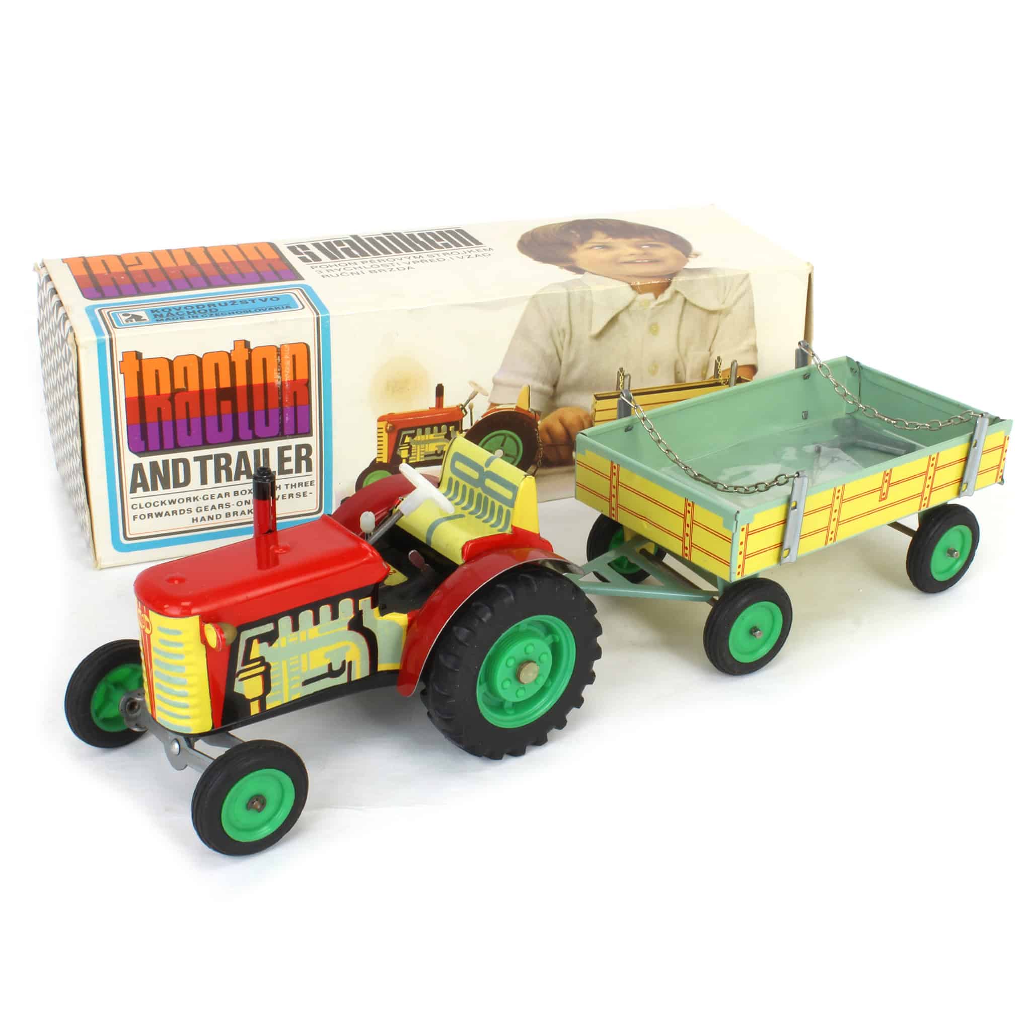 Wind-up Tractor and Trailer — Outback Toys