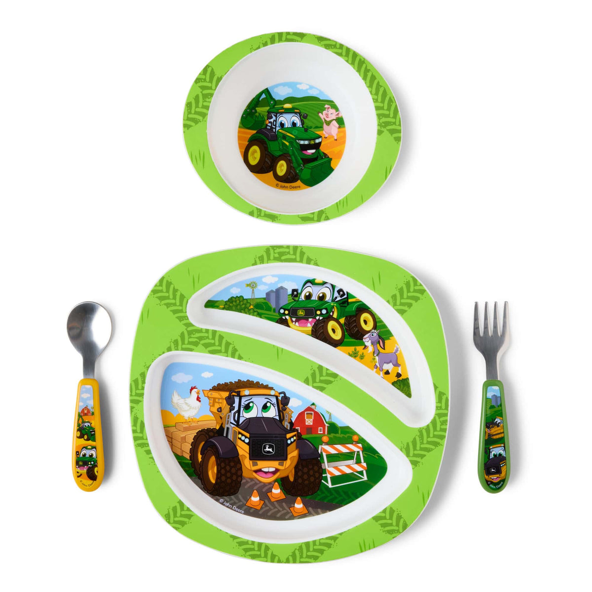 John Deere Kids Dish Set with Plate, Bowl, Fork & Spoon by ERTL ...