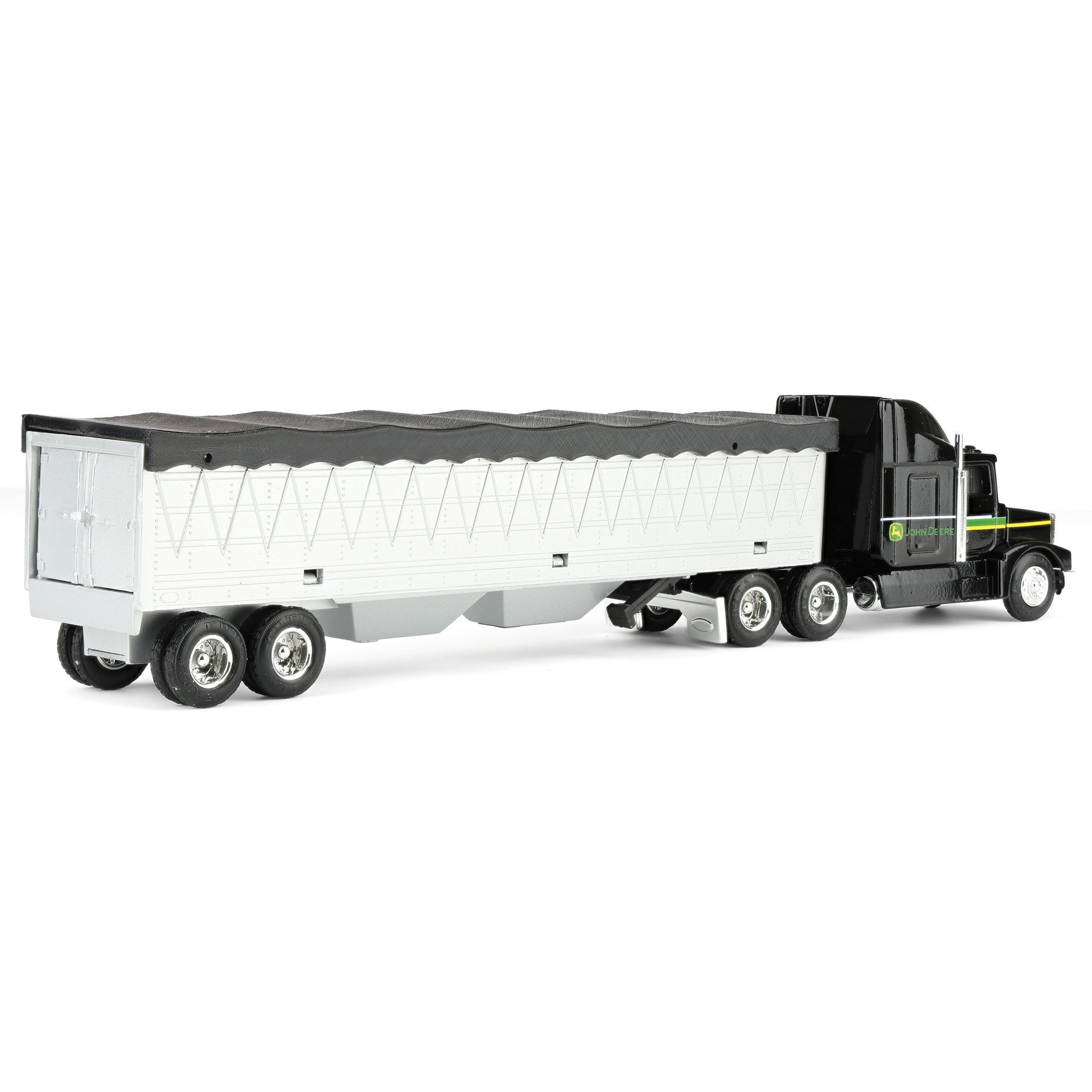 1/64 John Deere Black Semi Truck with Grain Trailer, ERTL Replica Play ...